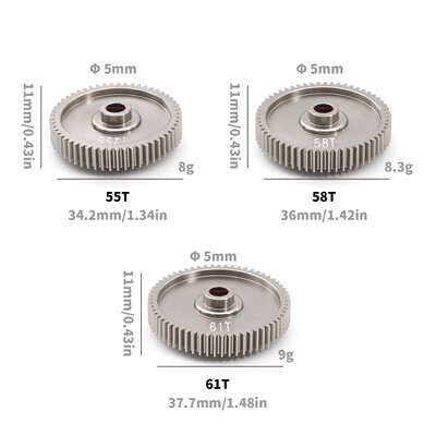 田宫TT01 车架通用配件1/10车用金属齿轮61T-58T-55T铝合金齿轮