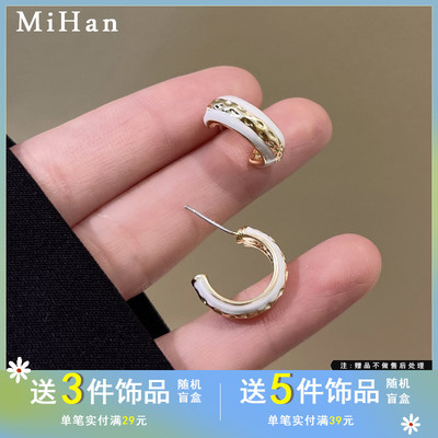 复古气质港风C字耳钉简约ins风