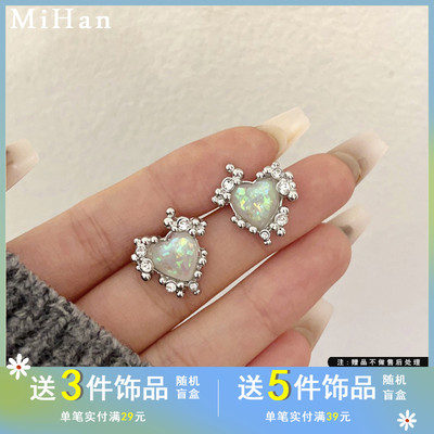 不规则甜酷风爱心耳钉气质小众