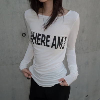 软糯速干不规则圆领字母长袖
