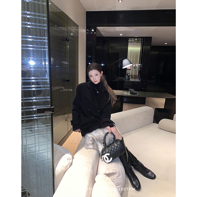 辰米范 巴黎左岸 复古双排扣毛呢西装外套女高级感气质翻领短大衣