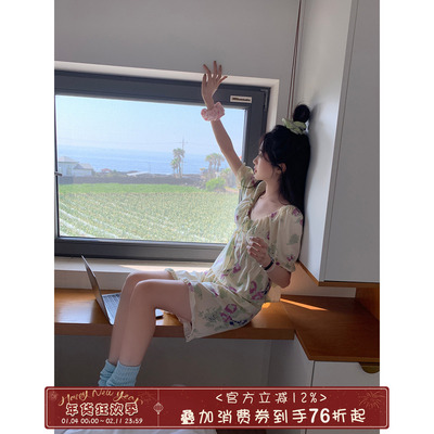 馨帮帮Homedress绑带印花睡衣