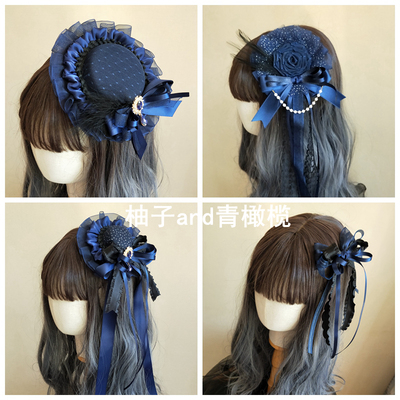 蓝色洛丽塔小物暗黑复古哥特发夹