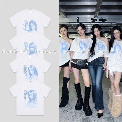 AESPA演唱会周边宁宁柳智敏同款T恤百搭动漫印花短袖宽松圆领上衣
