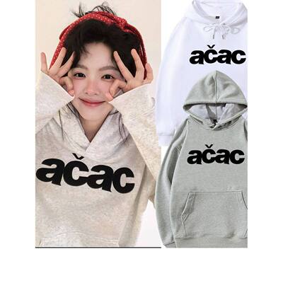 章若楠同款acac字母印花连帽卫衣美式潮流休闲简约学院风初秋帽衫