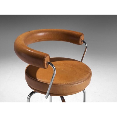 LC7中古不锈钢餐椅家用轻奢现代可旋转靠背休闲办公洽谈书桌椅子