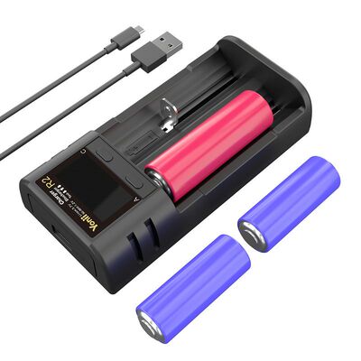 TypeC3.7V18650锂电池双槽充电器AA52A容量镍氢21700LCD测试仪号