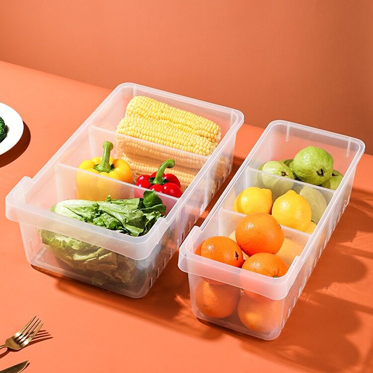 日式冰箱分隔盒塑料带隔板冷藏盒厨房调料瓶酱料包储物收纳盒