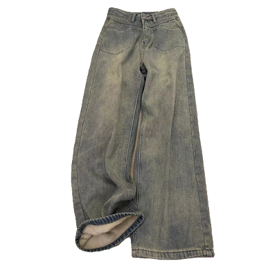 加绒加厚牛仔裤女秋冬季新款梨形