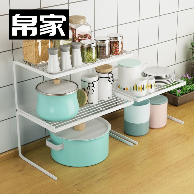 厨房置物架冰箱置物架分层放锅架橱柜隔板架子多层碗碟调料收纳架_虎窝淘