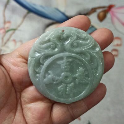 翡翠雕刻仿古吉祥如意牌凤凰牌