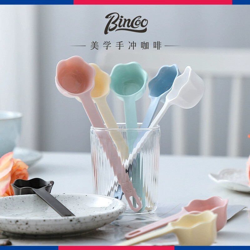 Bincoo瑰夏花咖啡勺彩色咖啡豆量勺短柄勺长柄勺配套咖啡器具