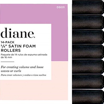 新品Diane Satin Foam Rollers   Black 5/8-IncheQs  14 Count (