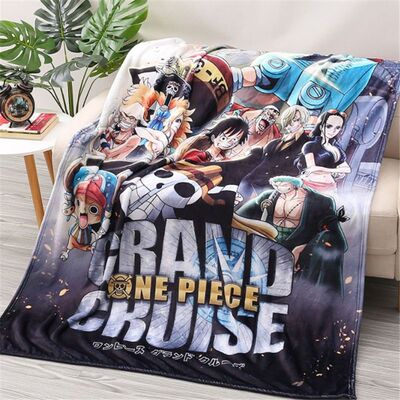 2024Blanket DIY海贼王动漫毛毯法莱绒卡通盖毯路飞二次学生空调