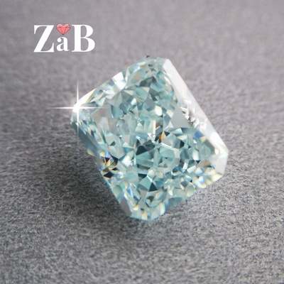 裸石帝芙妮蓝钻雷迪恩切割冰花切长方彩宝裸钻超闪精工戒指戒面