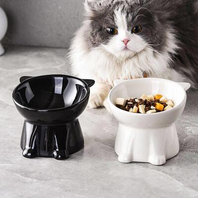 大容量大口径塑料猫碗狗碗斜口保护颈椎防不易打翻粮碗加菲猫食盆