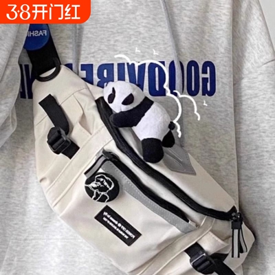 背包男斜挎包腰包日系工装风运动新款休闲百搭学生骑行单肩胸包潮