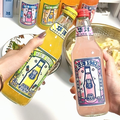 华洋1982玻璃碳酸饮料气泡水含果汁10%汽水组合饮品山楂凤梨荔枝