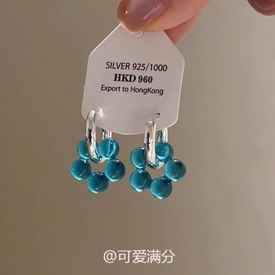 「海阔天空」韩系清冷感花朵耳扣夏日小清新一款两戴耳饰红色镀金