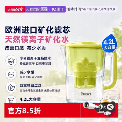 自营德国BWT进口滤芯家用净水壶4.2L大容量滤水壶去水垢自来水