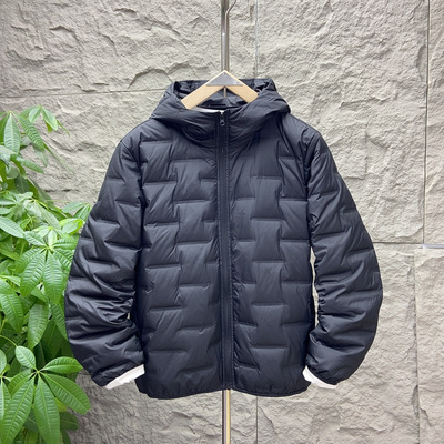 90白鸭绒内胆外套冬季连帽轻薄羽绒服男简约纯色休闲运动轻便保暖