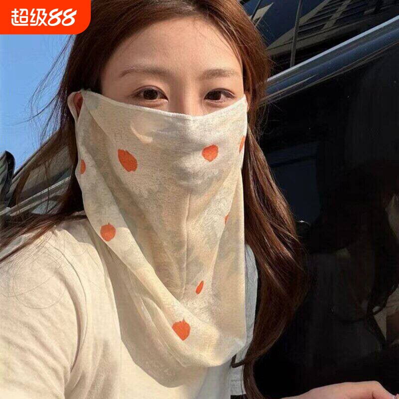 韩版甜美碎花防晒面罩女春夏骑行防紫外线遮阳面纱护颈脸基尼口罩