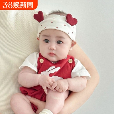 婴儿护囱门帽子夏季薄款纯棉囟门发带新生儿男女宝宝夏天遮脑门帽