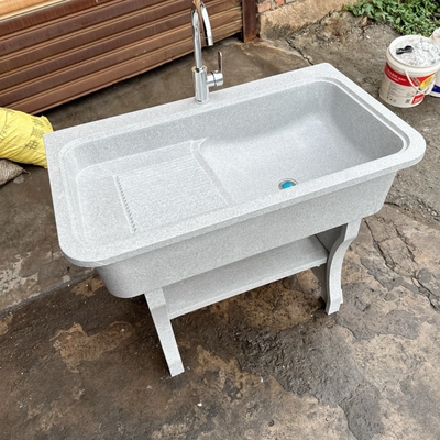 石英石洗衣池阳台家用洗衣台盆一体大理石带搓板室外庭院洗衣水槽