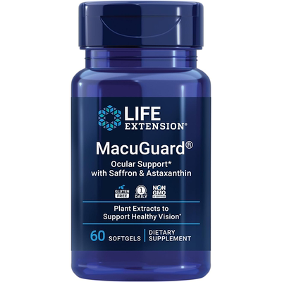 现货美国Life Extension叶黄素含藏红花虾青素 MacuGuard眼部健康
