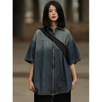 JNRIMOYU短袖青少年牛仔T恤宽松