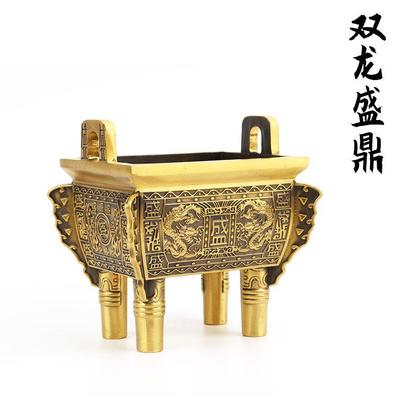 厂家铜鼎摆件双龙盛鼎擦黑铜鼎方鼎开业礼品工艺品定制