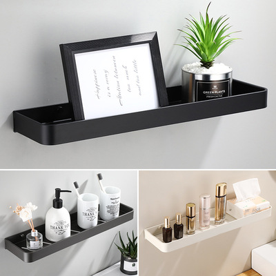 黑色浴室置物架镜前架 太空铝卫浴收纳架卫生间化妆品架23-60cm