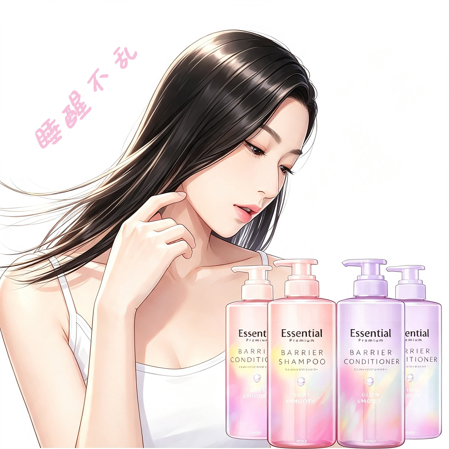 保税区直发 花王Essential睡醒不乱洗发水护发素450ml