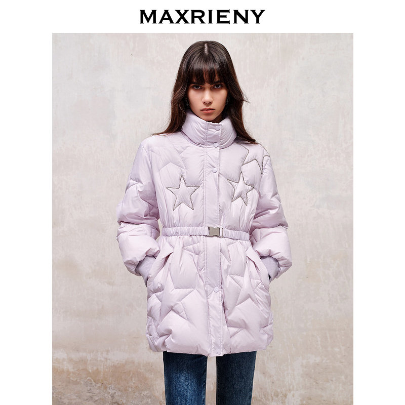 【奥莱】MAXRIENY精致复古氛围感羽绒服中长款冬季保暖外套女