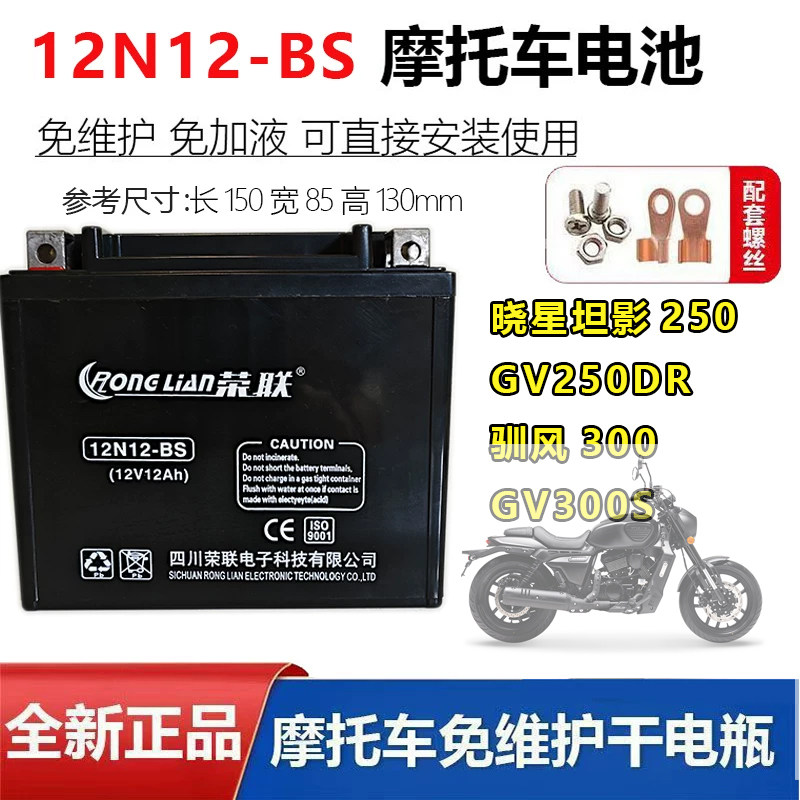 晓星坦影250 GV250DR驯风300 GV300S GV350X巡风GV650摩托车电瓶