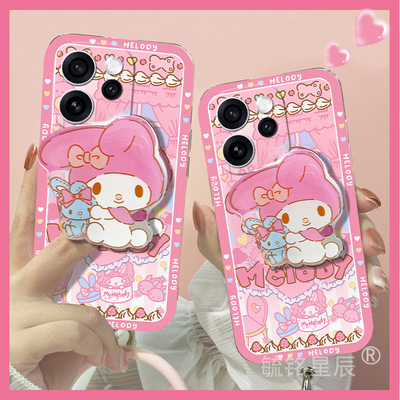 适用opporeno15pro手机壳15c/14pro+13/12pro十11新款10美乐蒂9可爱8粉色7se透明6硅胶5k带支架的腕带3元气版