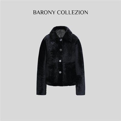 BARONY【86031】拉贡LACON双穿皮毛一体外套短款皮草