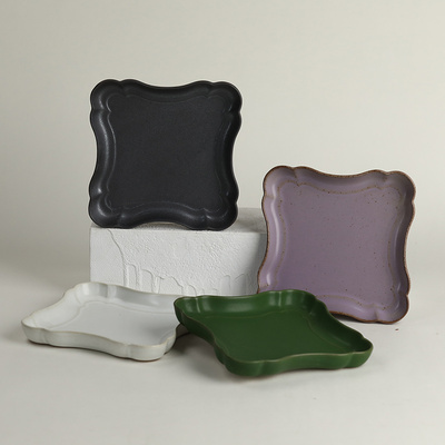 池上 手作粗陶早餐盘日式复古陶瓷餐盘家用菜盘特色料理餐具盘子