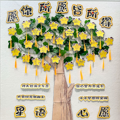 教室环创布置许愿树装饰吊卡