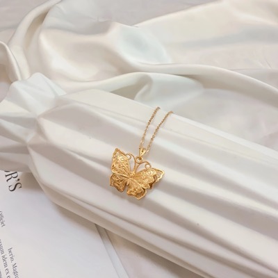古法花丝蝴蝶项链仿真金订婚三金