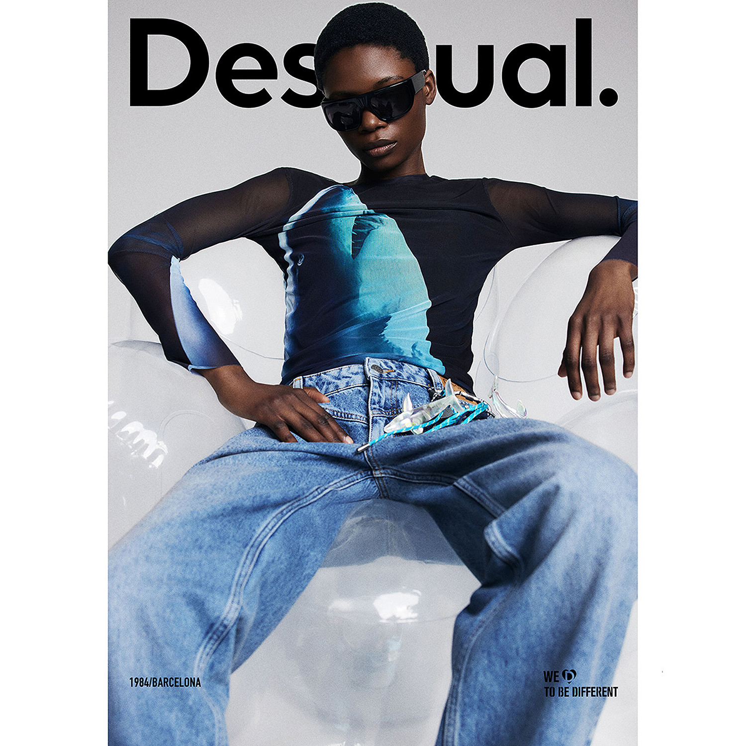 Desigual【BOTTER联名】解构水洗贴袋直筒女式牛仔裤