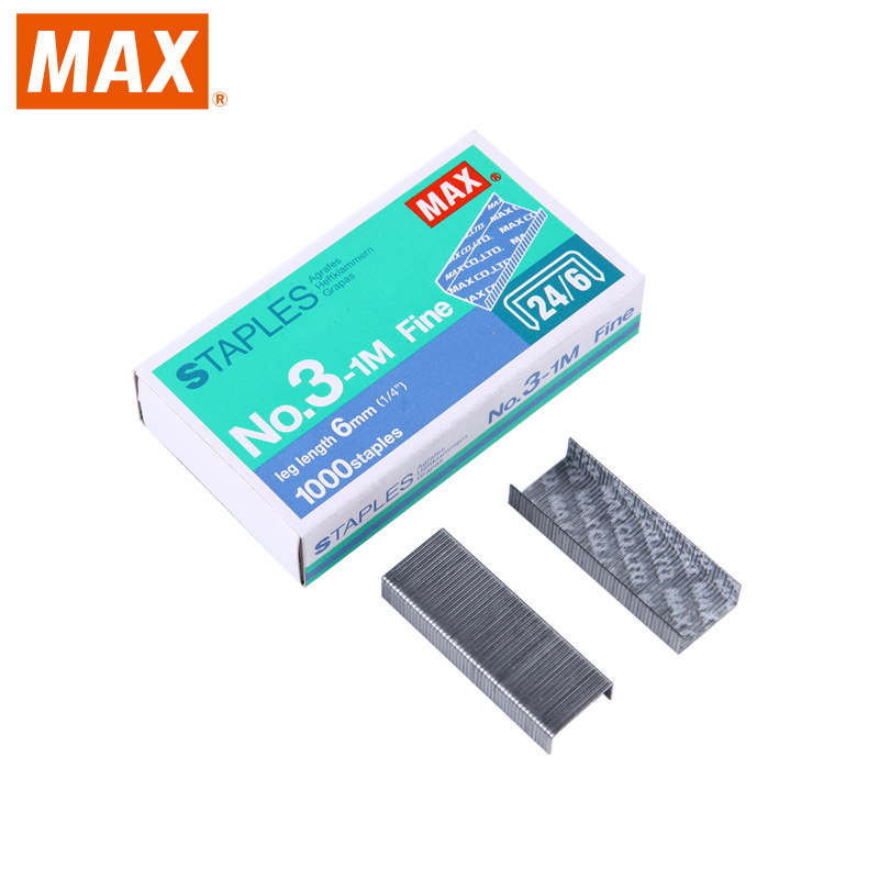 日本MAX进口订书钉统一钉24/6订订书50订书针/排1000钉/盒NO.3-1M