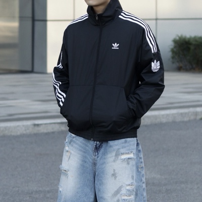 Adidas/阿迪达斯男女同款三条纹休闲运动立领夹克外套JM2716