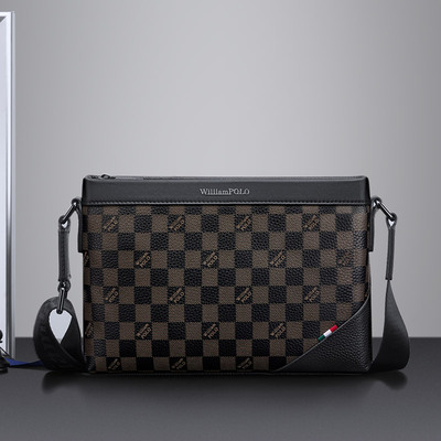 英皇保罗真皮牛皮男士单肩包