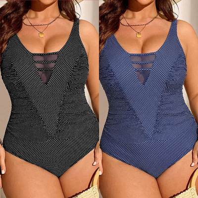 连体泳装带胸垫女士大码速干时尚