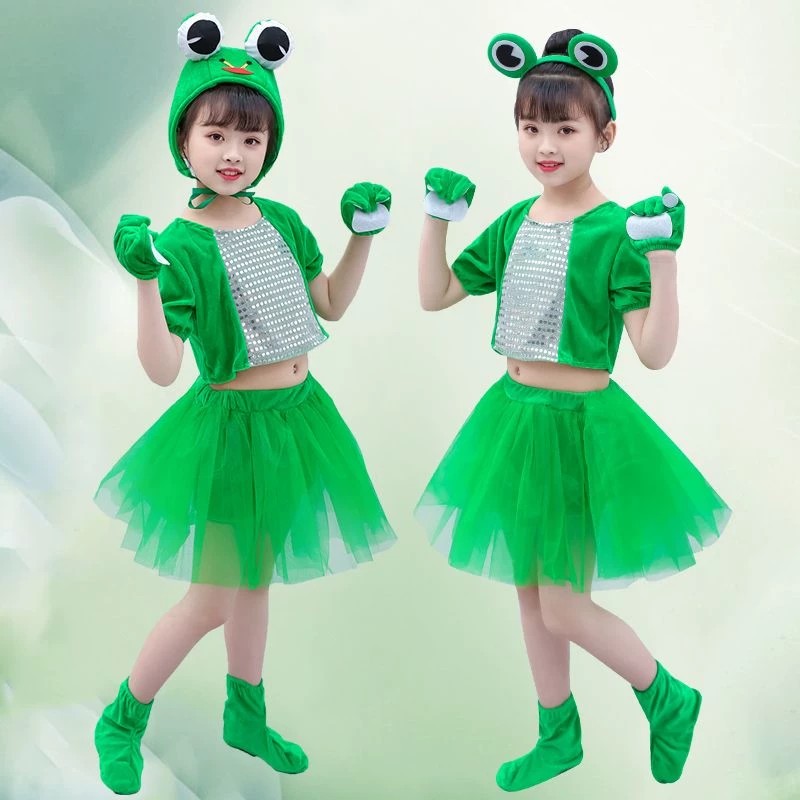潮小青蛙儿童动物表演服装幼儿园卡通话剧青蛙的衣服跳蛙舞蹈演出