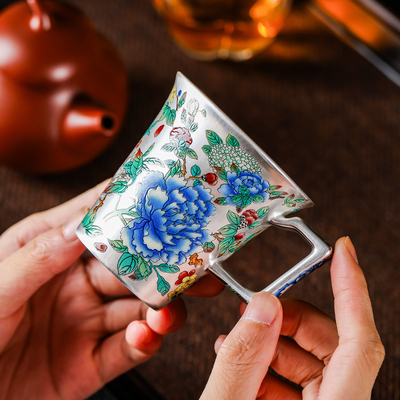 周鸿杰大师鎏银咖啡杯礼盒送长辈