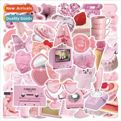 50 pink cute small objects graffi stickers luggage notebook
