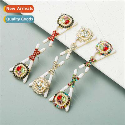 earrings 2021 women alloy earrings colorful rhinestones oil