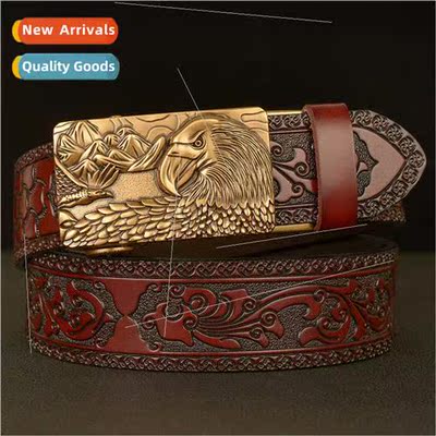 new cowhide automatic buckle men belt domineering eagle head